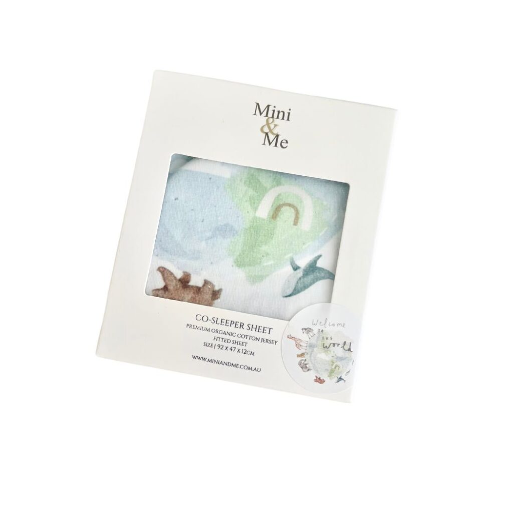 Mini & Me Organic Co-Sleeper Sheet Welcome to the World | Babyroad