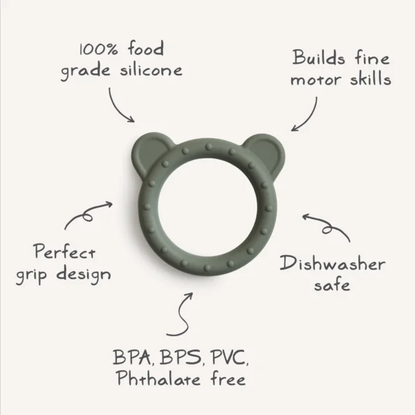 Mushie Animal Teether Bear Natural | Babyroad