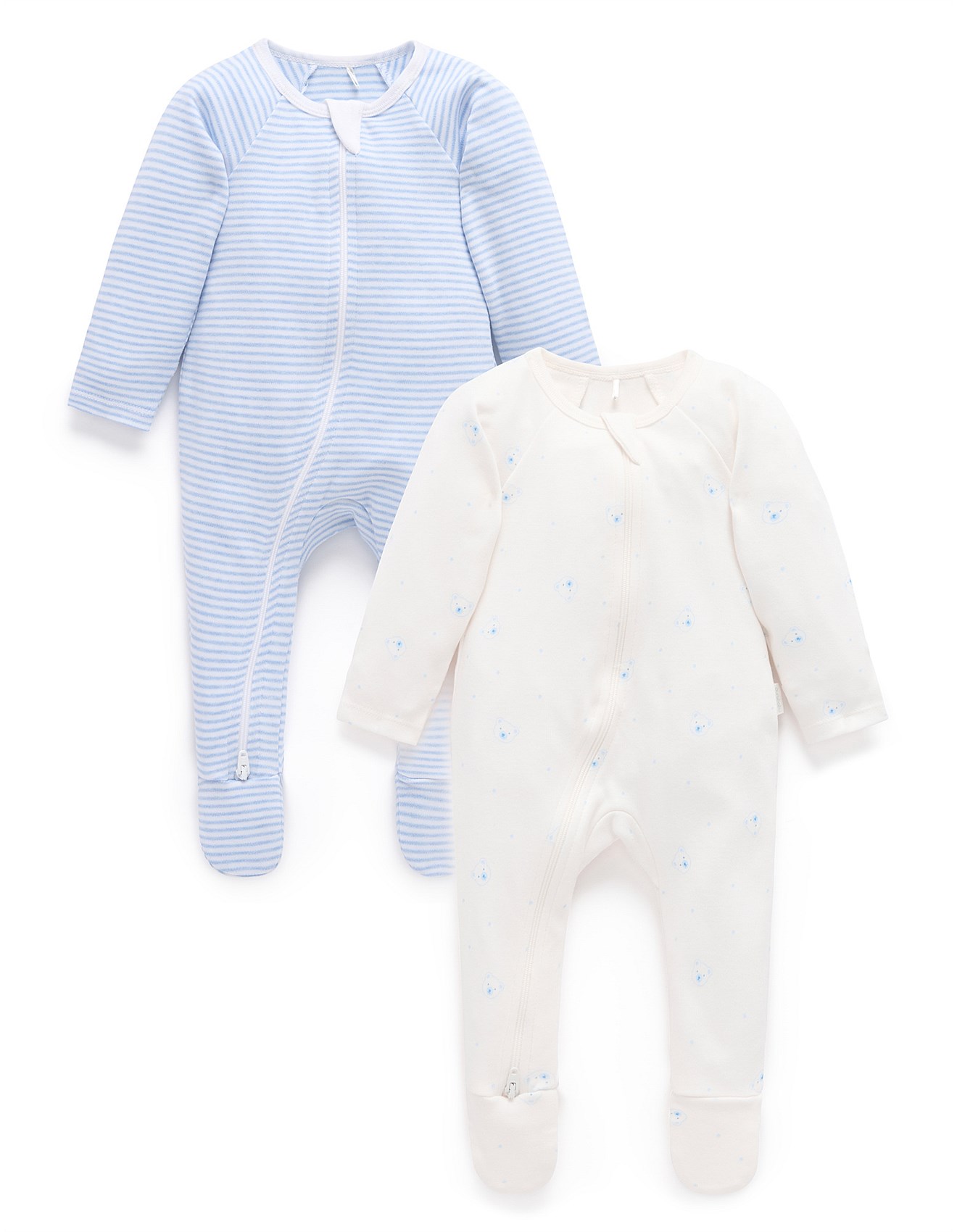Purebaby Blue Bear 2 Pack Zip Growsuit | Perth | Babyroad