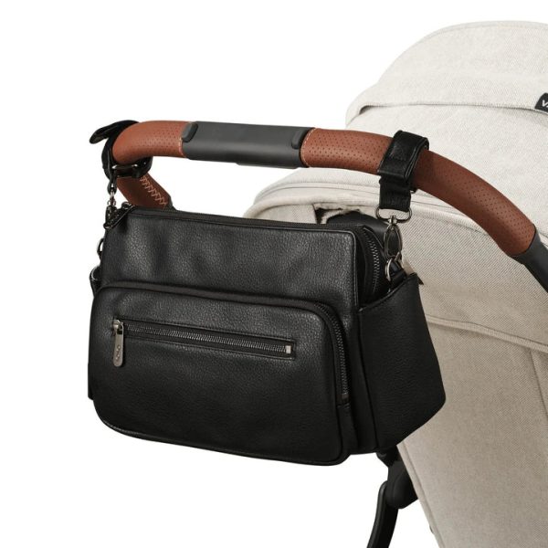 OiOi Multitasker Pram Caddy 2.0 Black Vegan Leather | Babyroad