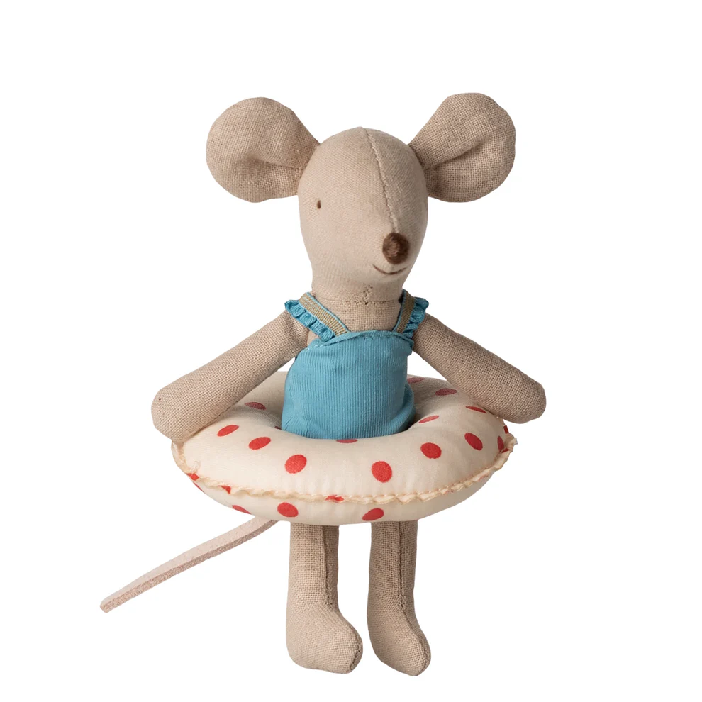 Maileg Beach Mouse with Float Little Sister Red Dots